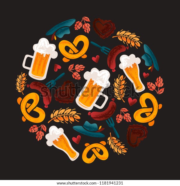 German Cheers Vector Typography Illustration Bavarian Stock Vector ...