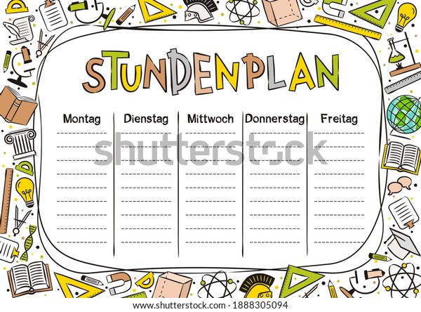 German Kids Template School Schedule 5 Stock Vector (Royalty Free ...