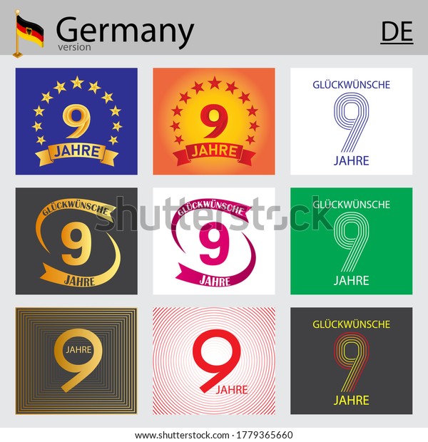 German Set Number Nine Years 9 Stock Vector (Royalty Free) 1779365660 ...