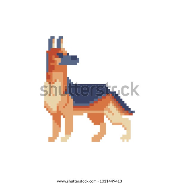 German Shepherd Pixel Art Dog Icon Stock Vector (Royalty Free ...
