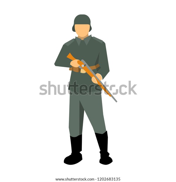 German soldier during the world war II, standing with a carbine in his ...