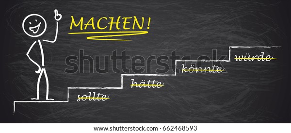 German Text Sollte Haette Koennte Wuerde Stock Vector (Royalty Free ...