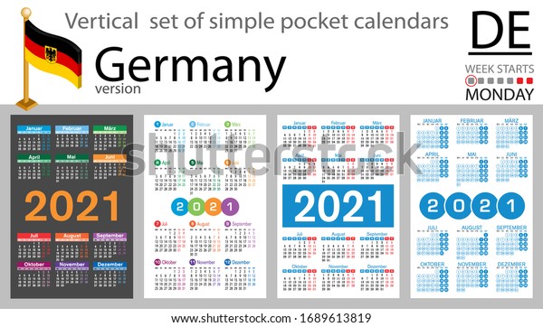 German vertical set of pocket calendars for 2021 (two thousand twenty ...