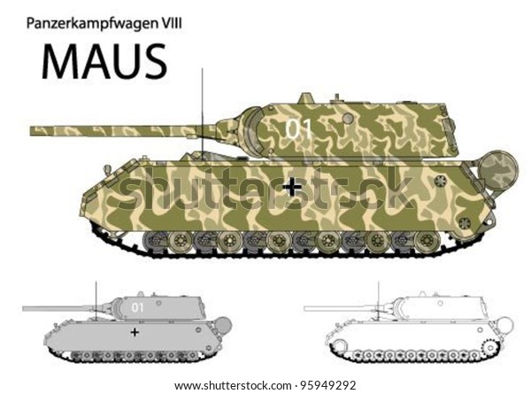 German Ww2 Maus Super Heavy Prototype Stock Vector (Royalty Free) 95949292