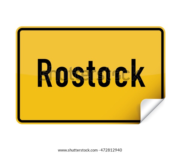 German Yellow Square City Sign Sticker Stock Vector (Royalty Free ...