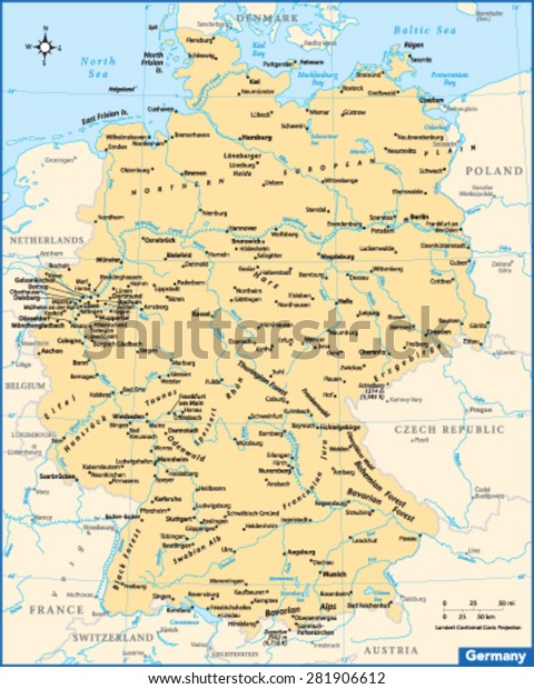Germany Country Map Stock Vector (Royalty Free) 281906612 | Shutterstock