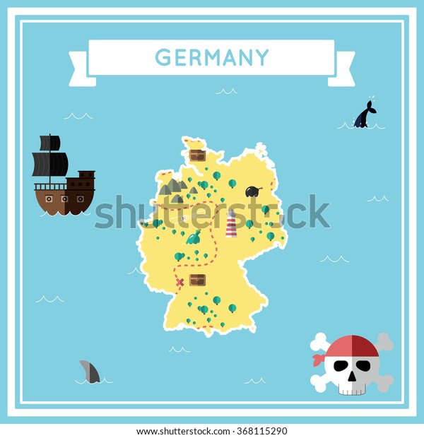 Germany Flat Treasure Map Colorful Cartoon Stock Vector (Royalty Free ...