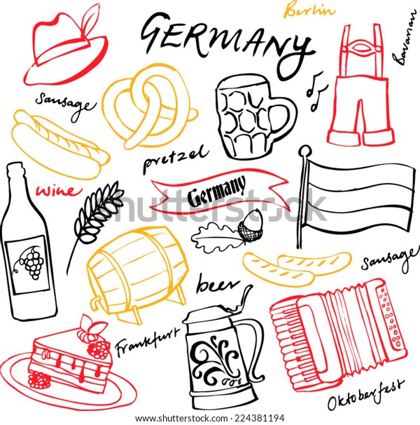 Germany Icons Doodle Set Stock Vector (Royalty Free) 224381194