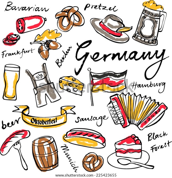 Germany Icons Doodle Set Stock Vector (Royalty Free) 225423655