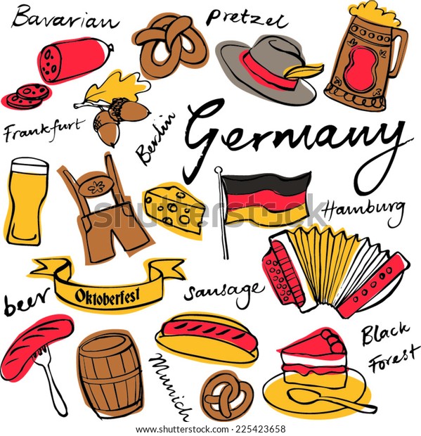 Germany Icons Doodle Set Stock Vector (Royalty Free) 225423658