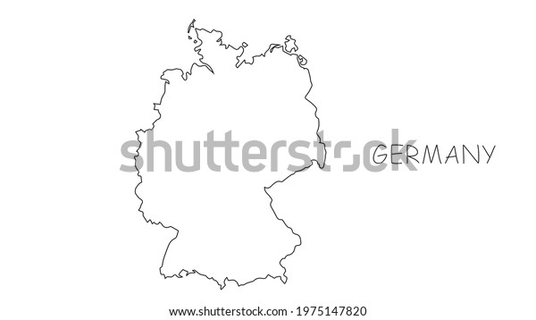 Germany Map Black Line On White Stock Vector (Royalty Free) 1975147820 ...