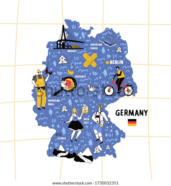 Germany Map Flat Hand Drawn Vector Stock Vector (Royalty Free ...