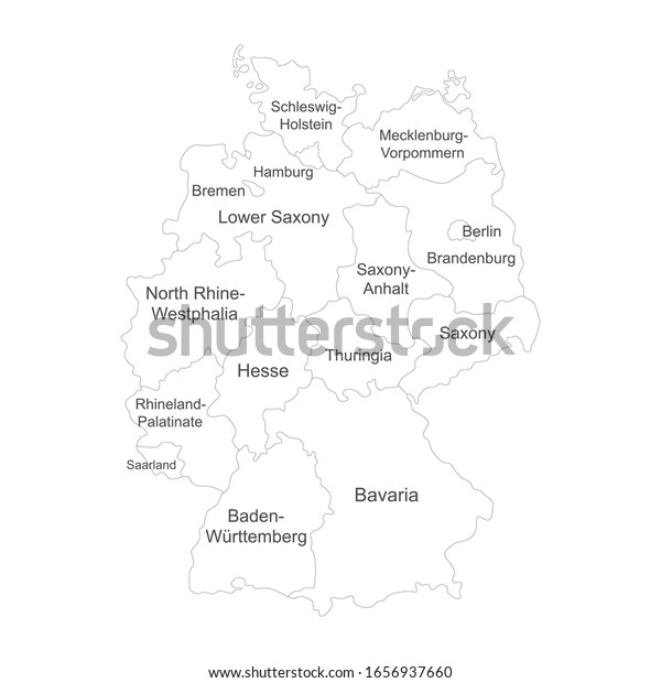 Germany Map Name Labels White Background Stock Vector (Royalty Free ...