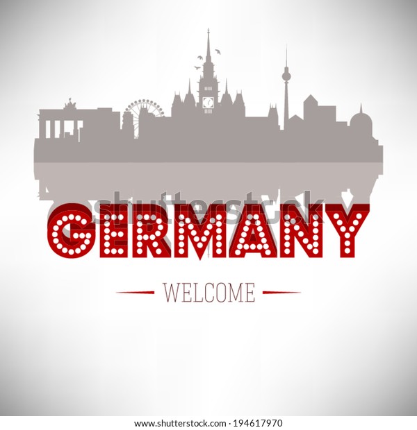Germany Skyline Silhouette Design Vector Illustration Stock Vector ...