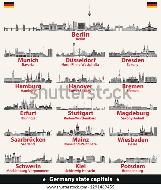 Germany State Capitals Black White Vector Stock Vector (Royalty Free ...