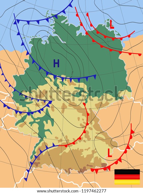 Germany Weather Map Germany Meteorological Forecast Stock Vector ...