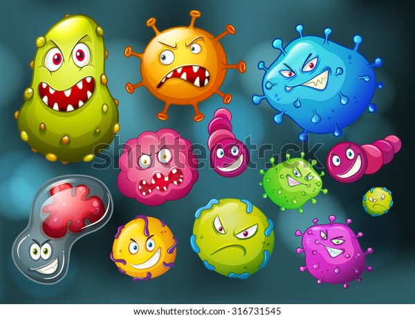 Germs Monster Face Illustration Stock Vector (Royalty Free) 316731545 ...