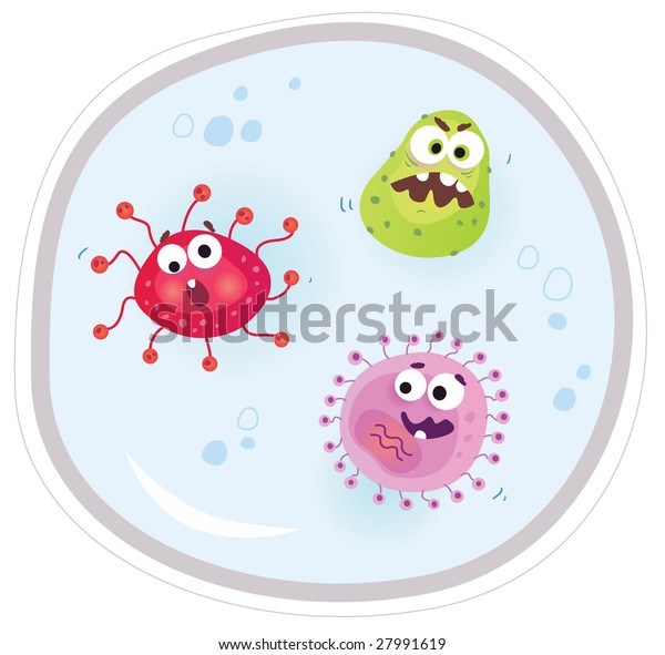 Germs Under Microscope Vector Illustration Stock Vector (Royalty Free ...