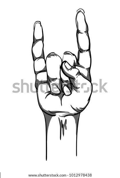 Gesture Rock Sign Hand Index Little Stock Vector (Royalty Free ...