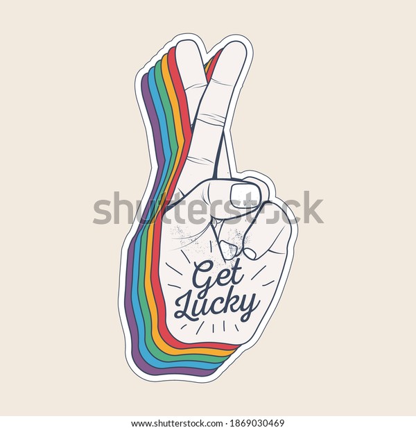 Get lucky or good luck crossed fingers sign or hand gesture sticker or ...