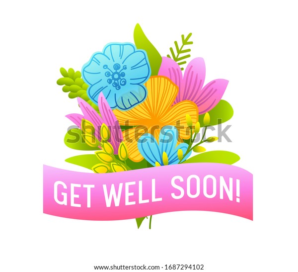 Get Well Soon Banner Doodle Flowers Stock Vector (Royalty Free ...