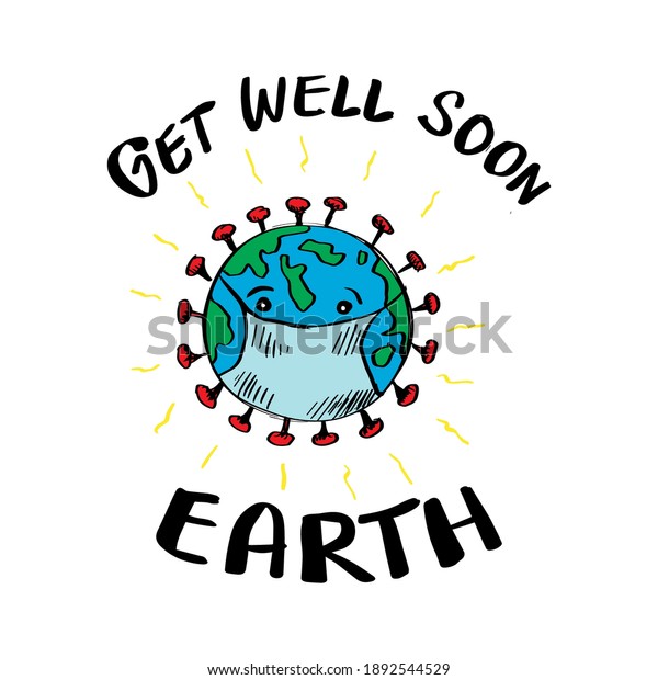 Vektor Stok Get Well Soon Earth Poster Concept (Tanpa Royalti ...