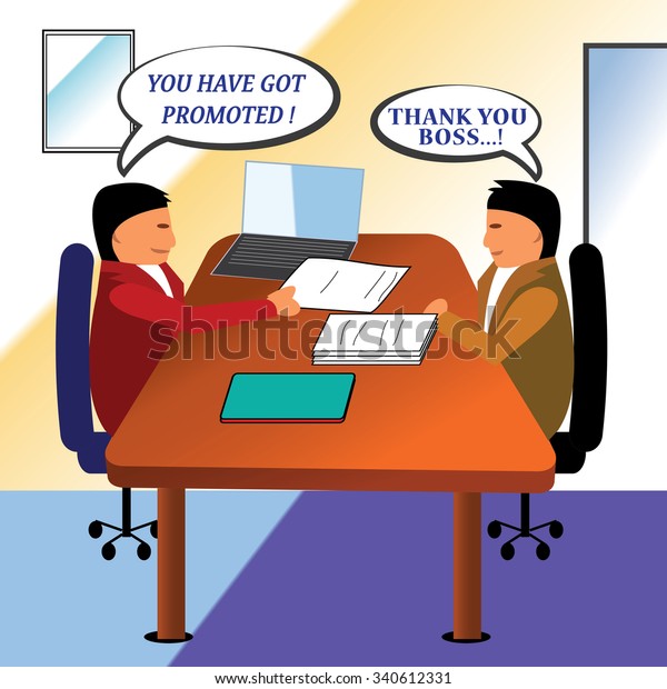 Getting Promotion Letter Manager Officehappy Employeeproud Stock Vector ...
