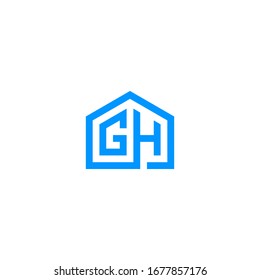 Gh Monogram Logo Inside House Shape Stock Vector (Royalty Free ...