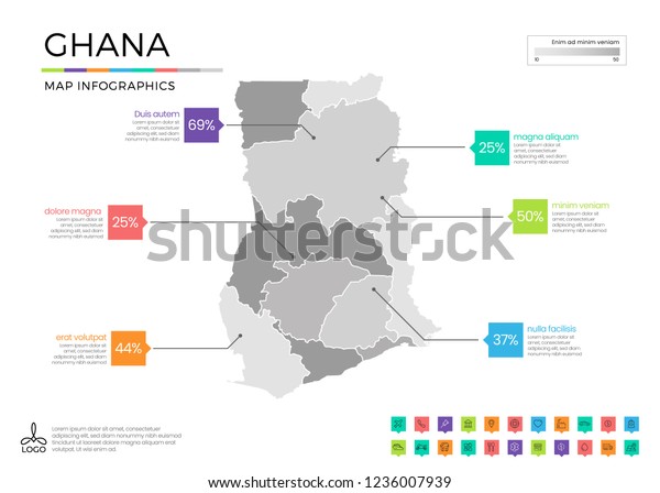 Ghana Map Infographics Editable Separated Layers Stock Vector (Royalty ...