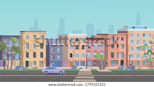Ghetto Landscape Vector Illustration Cartoon Neighborhood Stock Vector ...