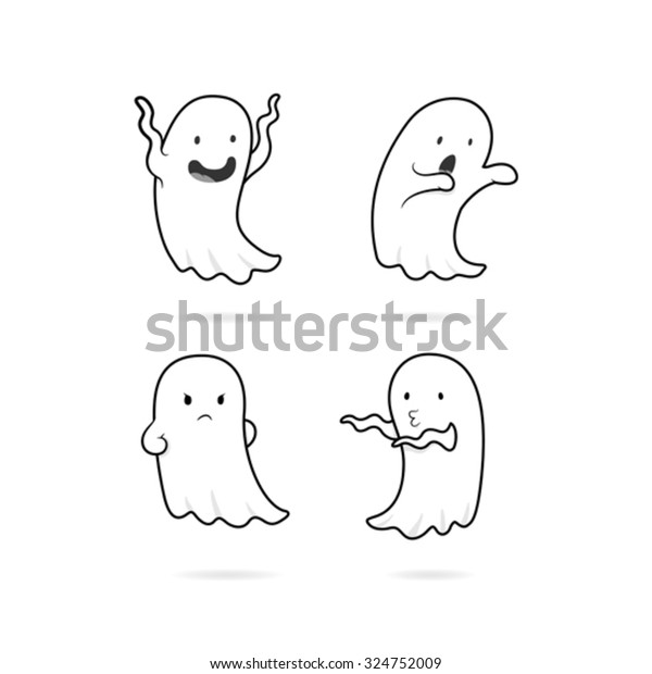 Ghost Cartoon Line Black Stock Vector (Royalty Free) 324752009