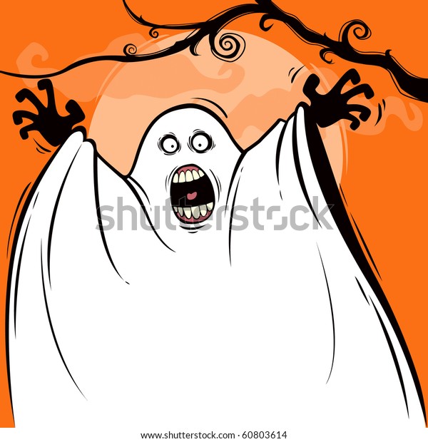 Ghost Jumping Halloween Night Stock Vector (Royalty Free) 60803614 ...