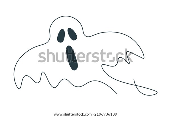 Ghost Single Line Drawing Halloween One Stock Vector (Royalty Free ...