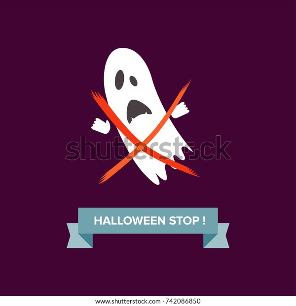Ghost Stop Sign Ban Halloween Vector Stock Vector (Royalty Free ...