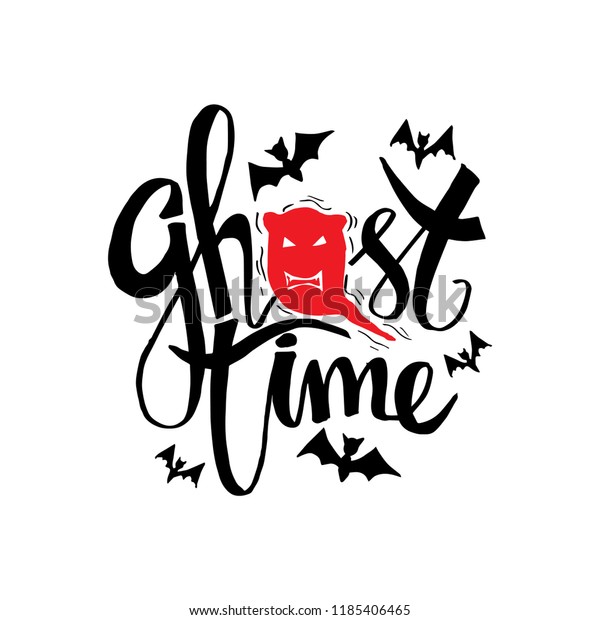 Ghost Time Hand Lettering Design Element Stock Vector (Royalty Free ...
