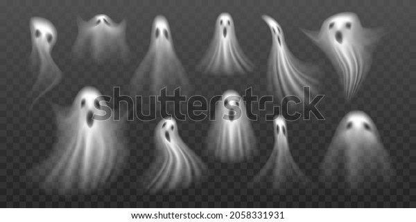 Ghost Vector Collection Isolated On Transparent Stock Vector (Royalty ...