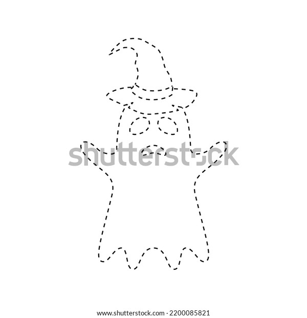 Ghost Witch Hat Tracing Worksheet Kids Stock Vector (Royalty Free ...