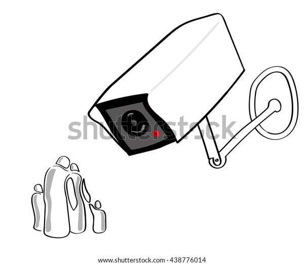 Giant Cctv Surveillance Camera Looks Down Stock Vector (Royalty Free ...