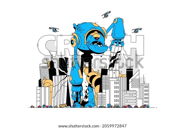 Giant Destroyer Robot Vector Illustration Large Stock Vector (Royalty ...