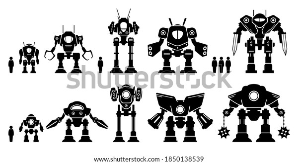 Giant Mecha Robot Battle Bot Set Stock Vector (Royalty Free) 1850138539