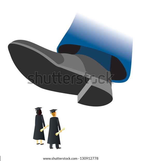 Giant Shoe About Stomp Two College Stock Vector (Royalty Free ...