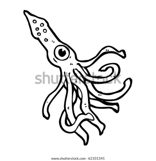 Giant Squid Cartoon Stok Vektör (Telifsiz) 62101345 | Shutterstock