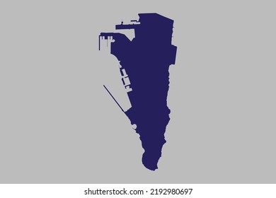 Gibraltar Map Vector Blue Color Isolated Stock Vector (Royalty Free ...