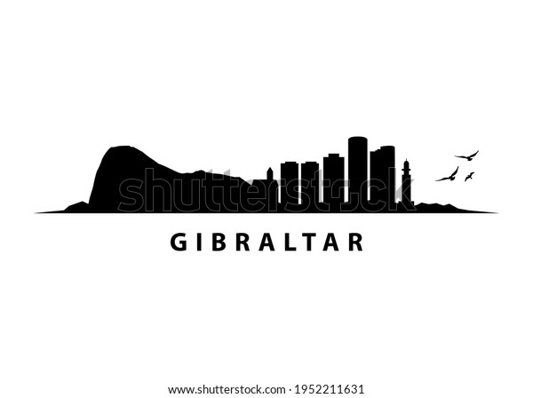 Gibraltar Skyline Vector Silhouette Landscape Shapes: стоковая ...