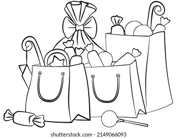 Gift Bags Element Coloring Page Cartoon Stock Vector (Royalty Free ...
