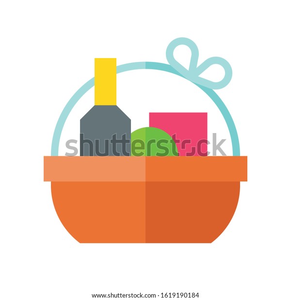 Gift Basket Vector Illustration Flat Style Stock Vector (Royalty Free ...