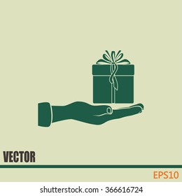 Gift Box Hand Icon Stock Vector (Royalty Free) 366616724 | Shutterstock