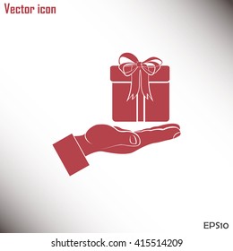 Gift Box Hand Icon Stock Vector (Royalty Free) 415514209 | Shutterstock