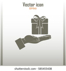 Gift Box Hand Icon Stock Vector (Royalty Free) 585455438 | Shutterstock