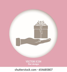 Gift Box Hand Icon Stock Vector (Royalty Free) 654685807 | Shutterstock